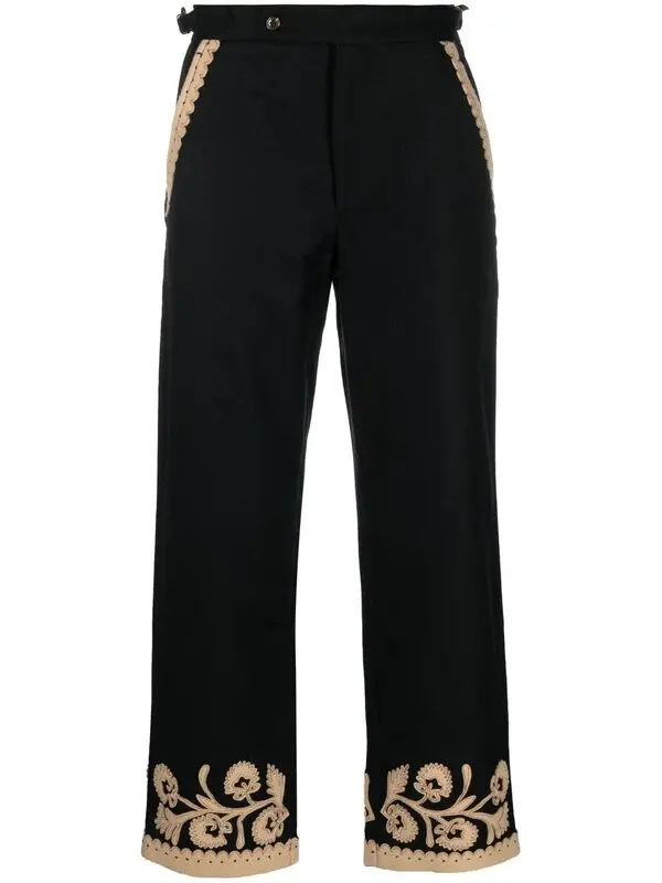 BODE Embroidered Trousers - Black