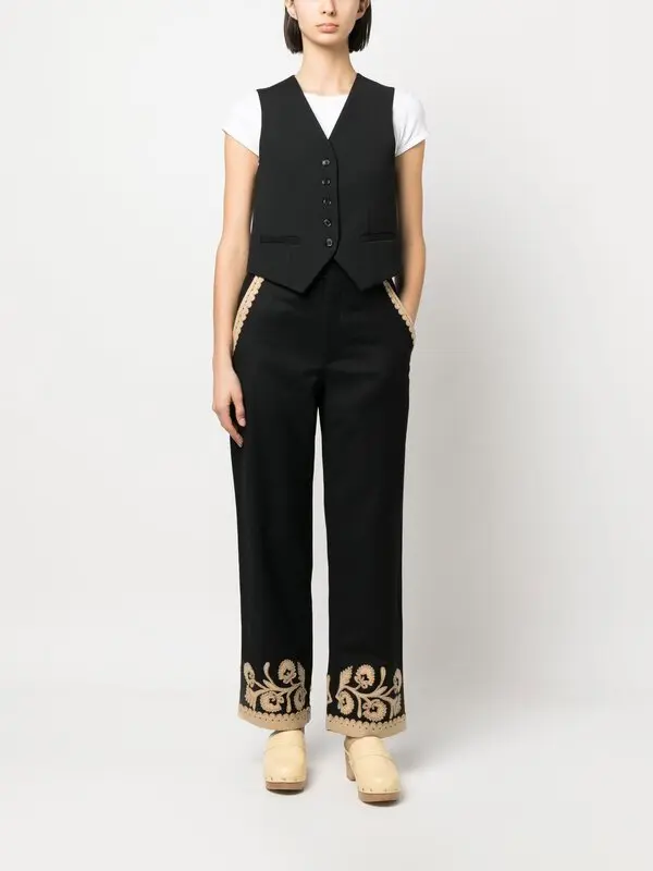 BODE Embroidered Trousers - Black