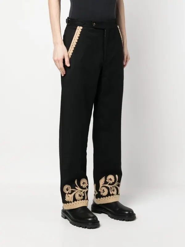 BODE Embroidered Trousers - Black