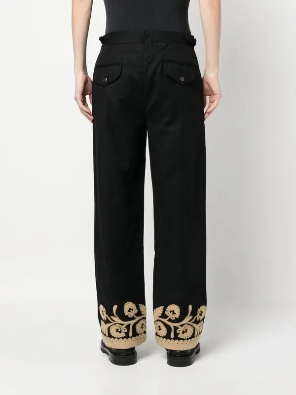 BODE Embroidered Trousers - Black