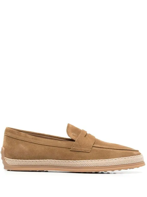 TOD'S Suede Penny-slot Loafers - Brown