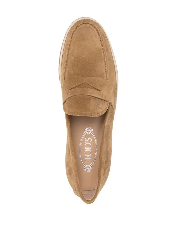 TOD'S Suede Penny-slot Loafers - Brown