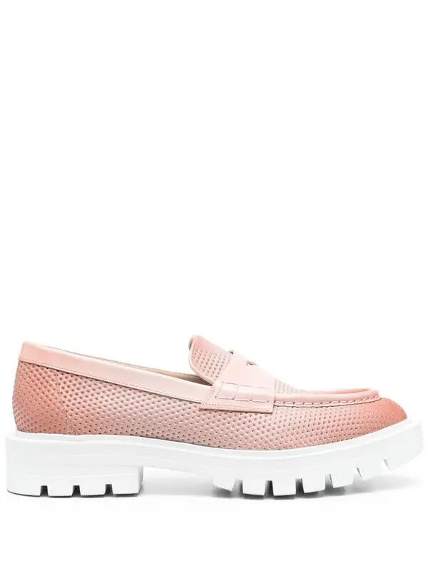 Santoni Leather Penny Loafers