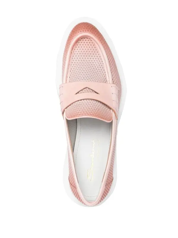 Santoni Leather Penny Loafers