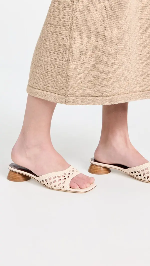 Staud Simone Crochet Block Heel Sandals