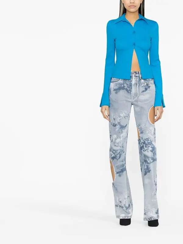 Off-White Sleek Long-sleeved Shirt - Blue