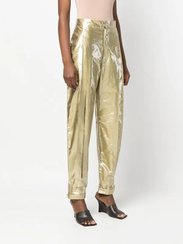 LUKHANYO MDINGI Metallic-effect Silk Trousers