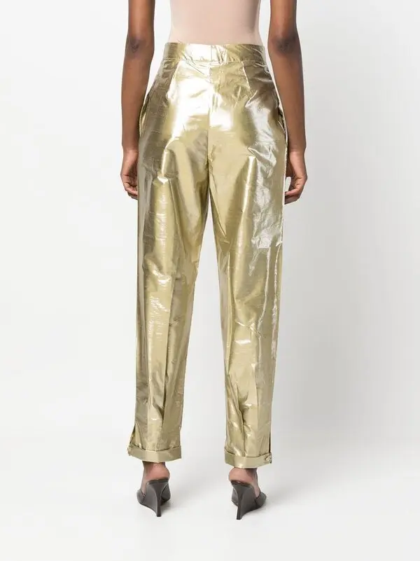 LUKHANYO MDINGI Metallic-effect Silk Trousers