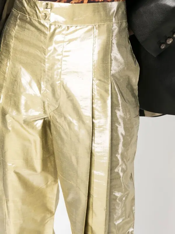 LUKHANYO MDINGI Metallic-effect Silk Trousers