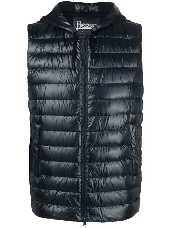 Herno Padded Hooded Gilet - Blue