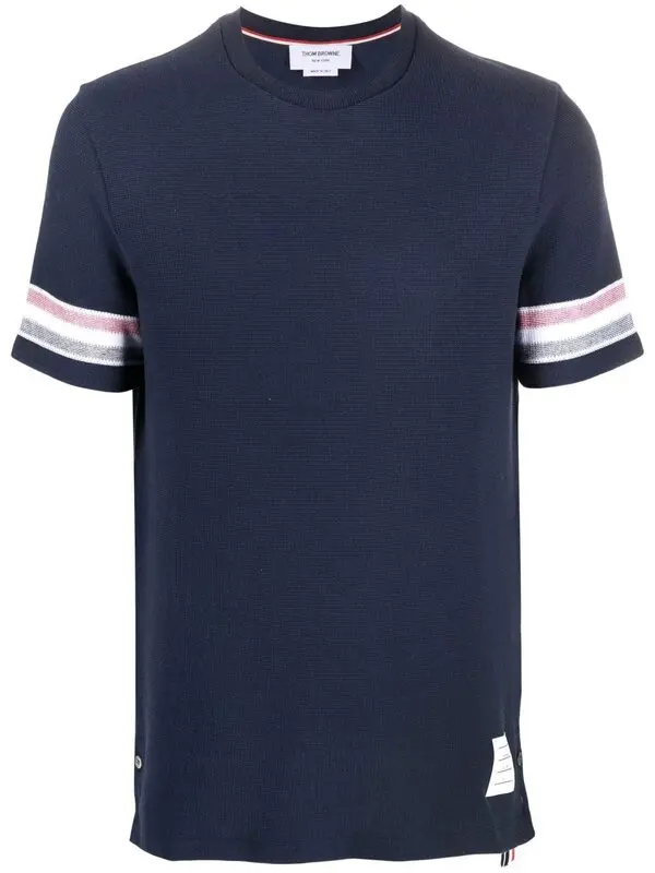 Thom Browne Tri-colour Striped Knit T-shirt - Blue