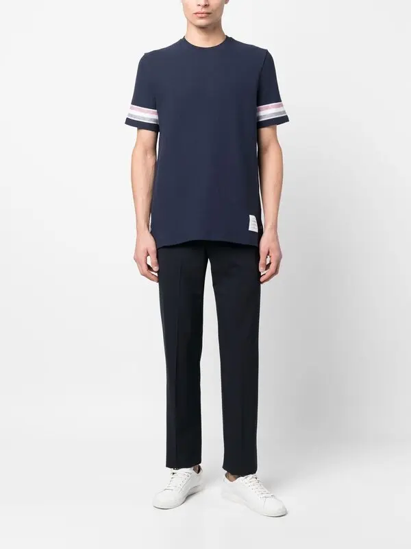 Thom Browne Tri-colour Striped Knit T-shirt - Blue