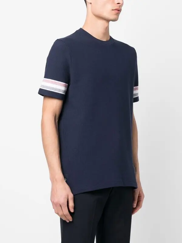 Thom Browne Tri-colour Striped Knit T-shirt - Blue