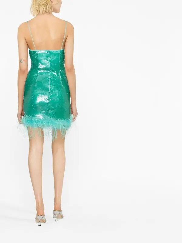 Giuseppe Di Morabito Feather-trim Sequinned Minidress - Blue