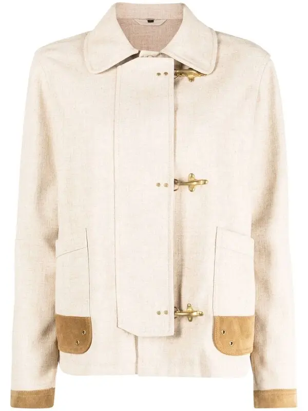 FAY Fitted Jacket With Contrasting Trim - Neutrals