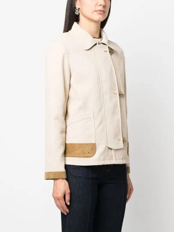 FAY Fitted Jacket With Contrasting Trim - Neutrals