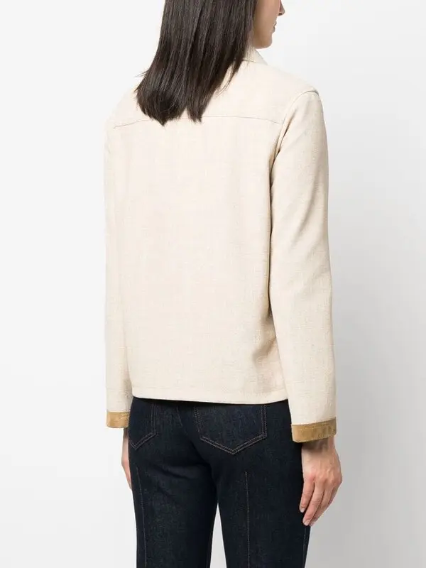 FAY Fitted Jacket With Contrasting Trim - Neutrals