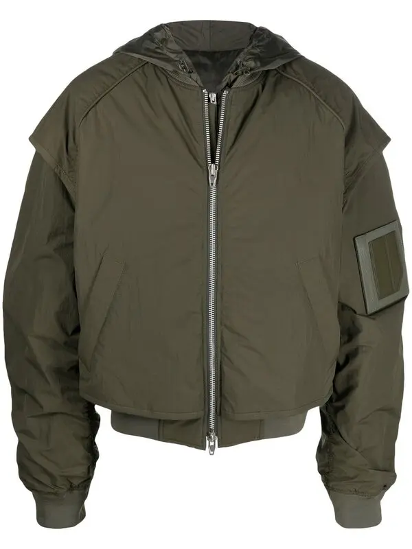 JUUN.J Logo-appliqué Bomber Jacket - Green