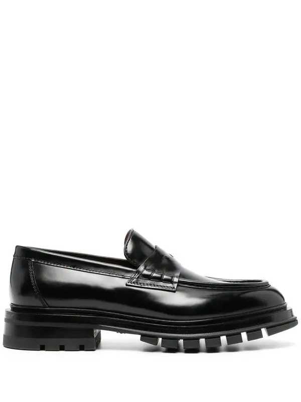 Santoni Lug-sole Leather Loafers