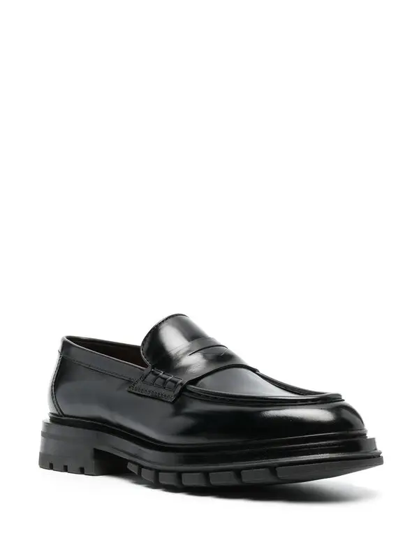 Santoni Lug-sole Leather Loafers