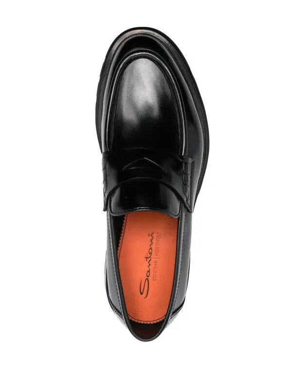 Santoni Lug-sole Leather Loafers