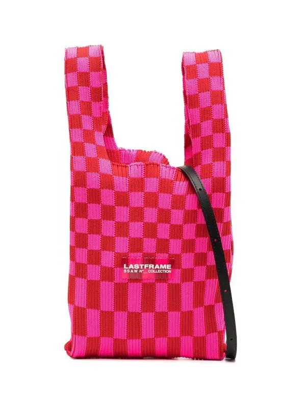 LASTFRAME Checked Intarsia-knit Crossbody Bag