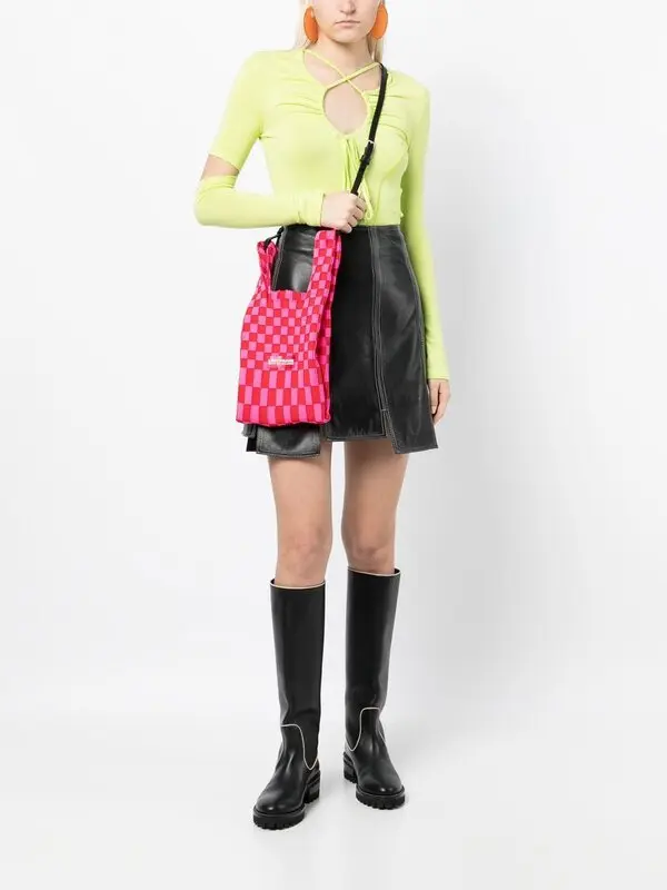 LASTFRAME Checked Intarsia-knit Crossbody Bag