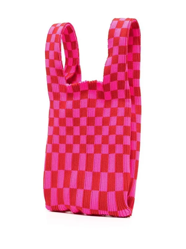 LASTFRAME Checked Intarsia-knit Crossbody Bag