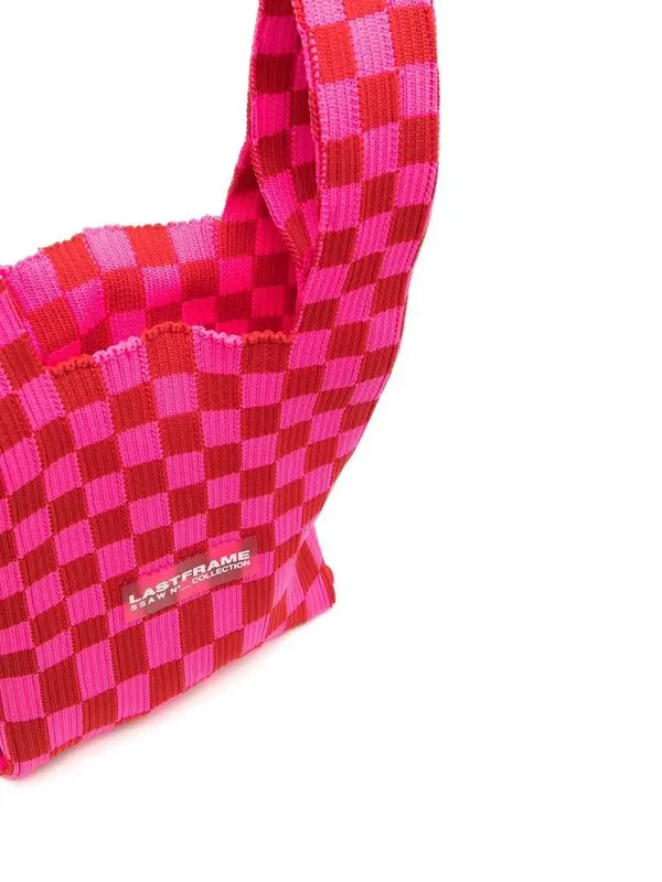 LASTFRAME Checked Intarsia-knit Crossbody Bag