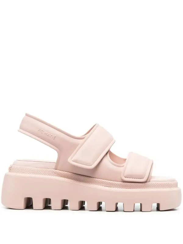 VIC MATIE Touch-strap Leather Sandals - Pink