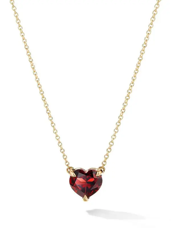 David Yurman 18kt Yellow Chatelaine Garnet Heart Necklace - Gold