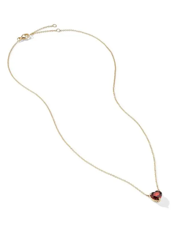 David Yurman 18kt Yellow Chatelaine Garnet Heart Necklace - Gold