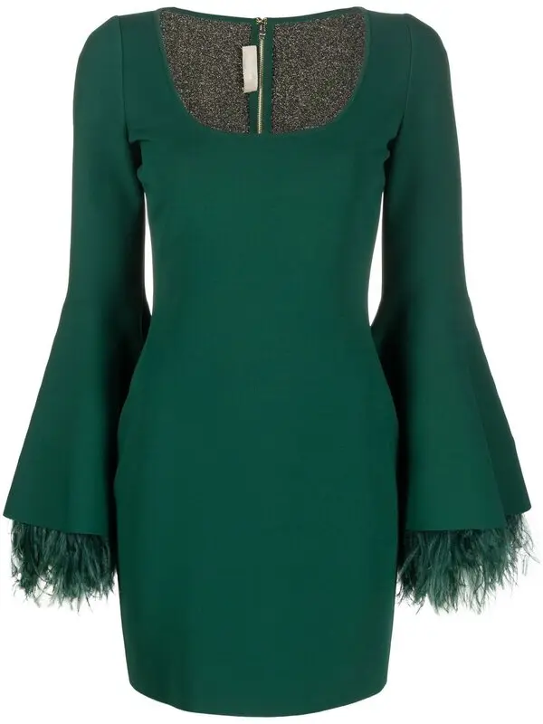 Elie Saab Feather-detailed Knit Dress