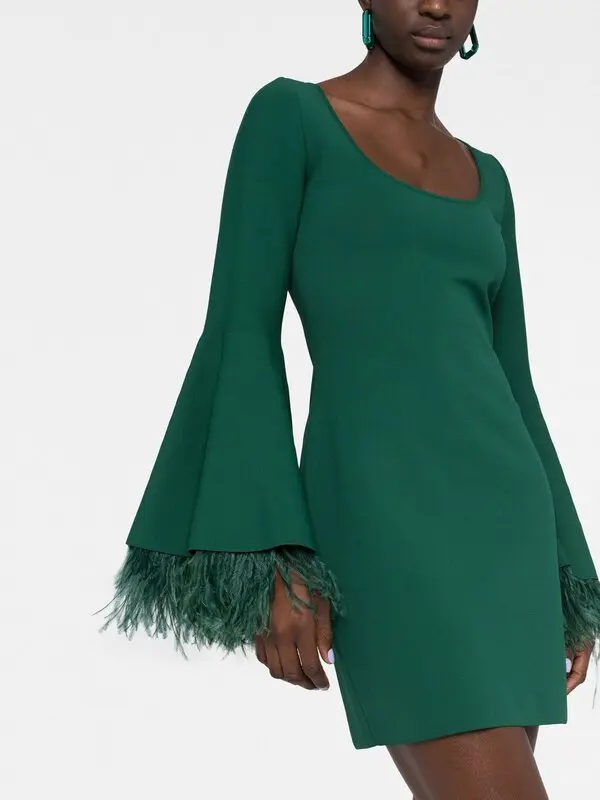 Elie Saab Feather-detailed Knit Dress