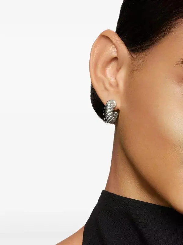 David Yurman Sterling Sculpted Cable Shrimp Hoop Earrings - Silver
