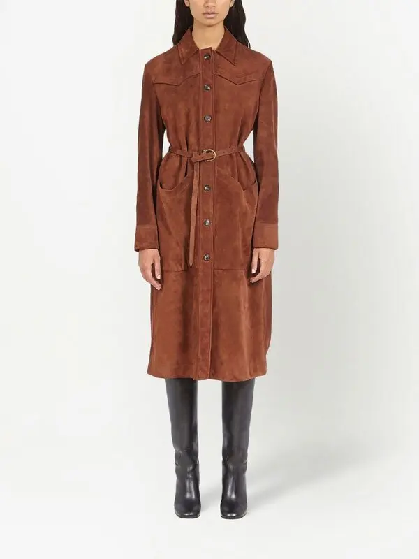 FERRAGAMO Button-front Suede Dress