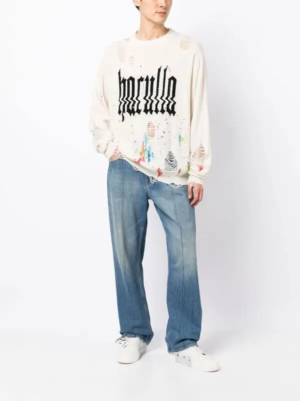 HACULLA. Glitched Logo-print Ripped Sweatshirt