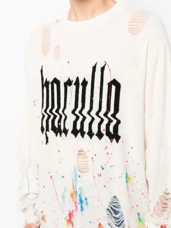 HACULLA. Glitched Logo-print Ripped Sweatshirt