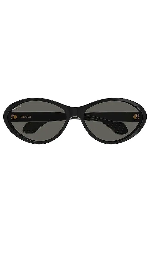 Gucci Fashion Show Oval Sunglasses In Black