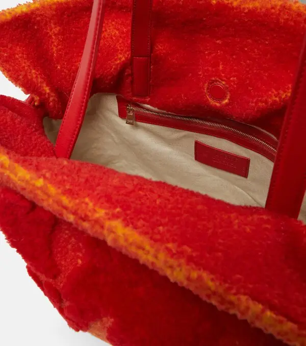 Loewe X Howl's Moving Castle Calcifer Flamenco Large Shearling Shoulder Bag