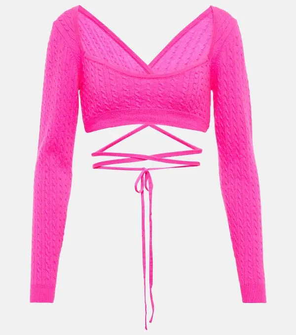 Patou Cropped Wool And Cashmere Sweater - Pink