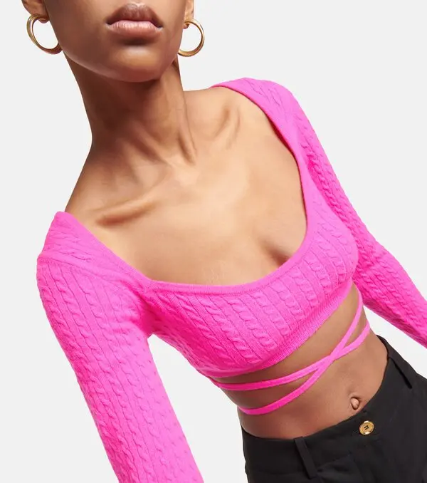 PATOU Cropped Wool And Cashmere Sweater - Pink
