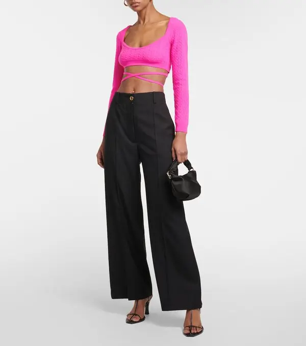 PATOU Cropped Wool And Cashmere Sweater - Pink