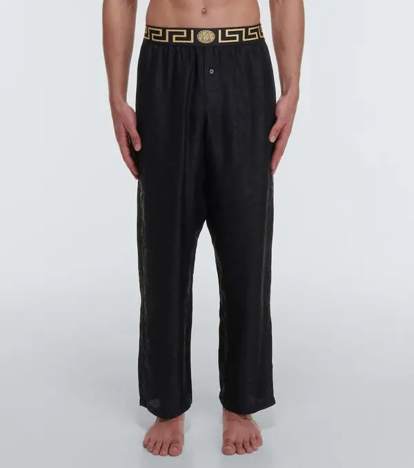 Versace Barocco Silk Twill Pajama Bottoms