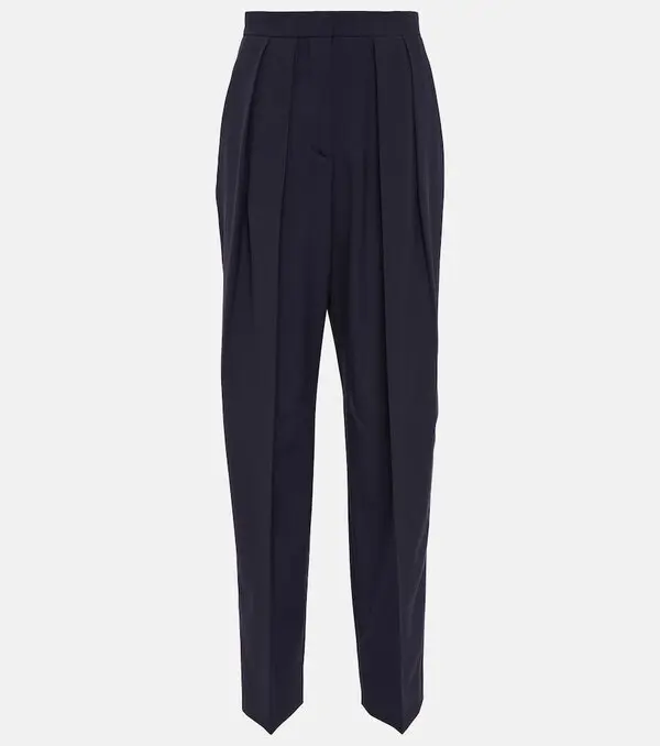 Stella McCartney Pleated High-rise Tapered Trousers - Black