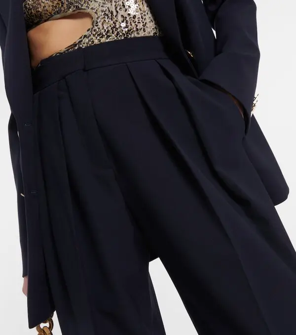 Stella McCartney Pleated High-rise Tapered Trousers - Black