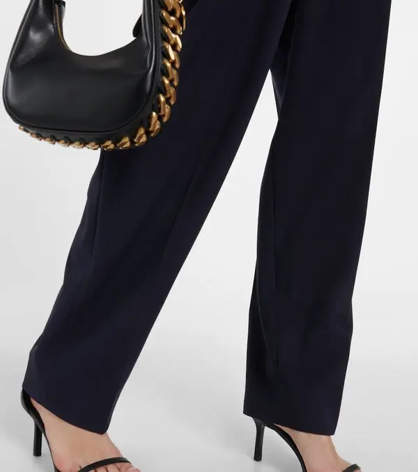 Stella McCartney Pleated High-rise Tapered Trousers - Black
