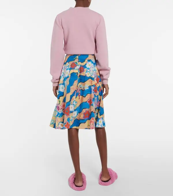 Marni Floral Cotton Poplin Midi Skirt