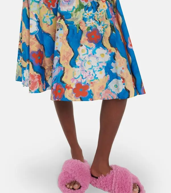 Marni Floral Cotton Poplin Midi Skirt