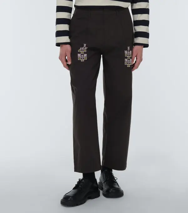 ADISH Embroidered Cotton Pants - Black